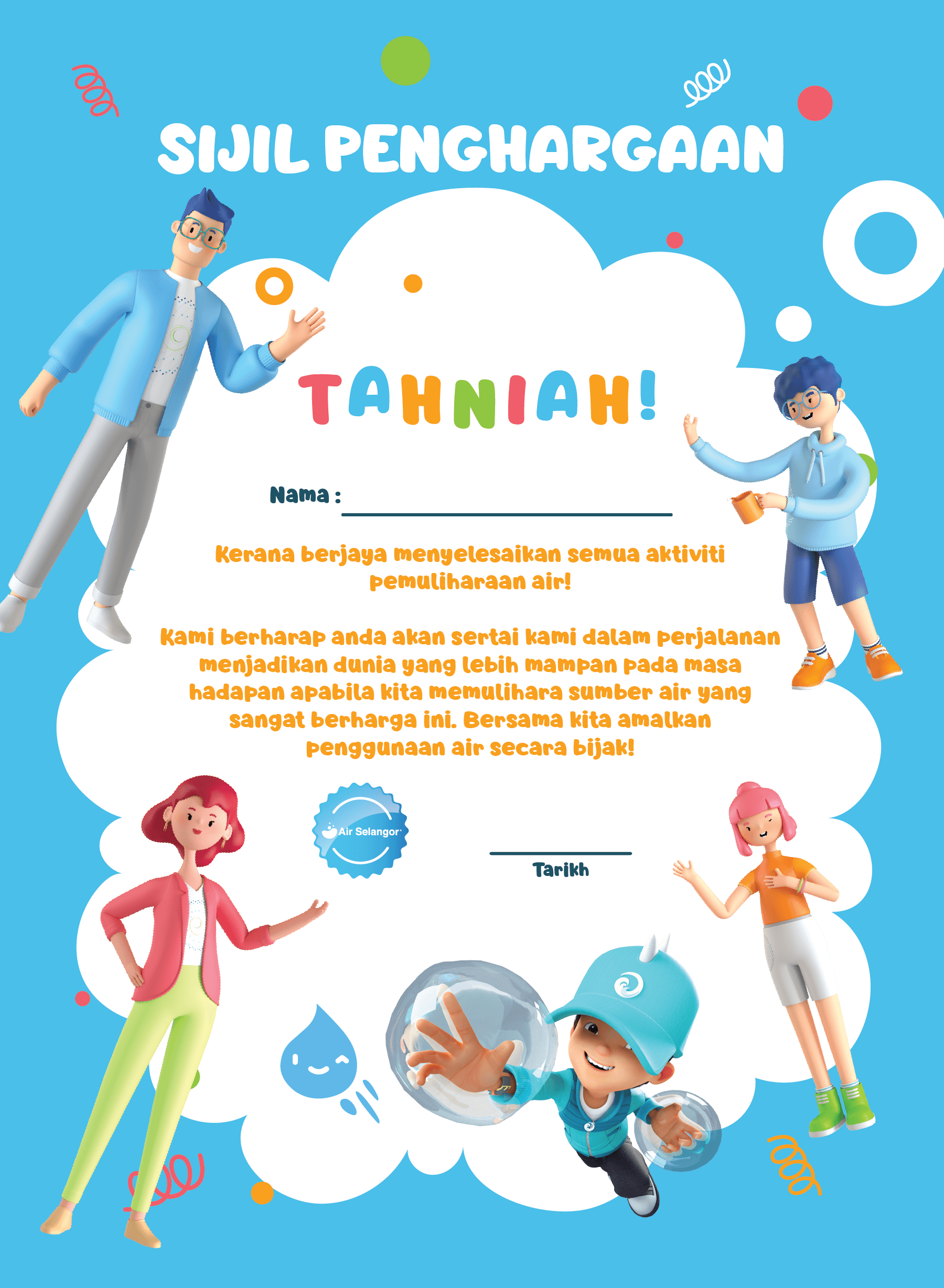 Activity Book Certificate | Air Selangor
