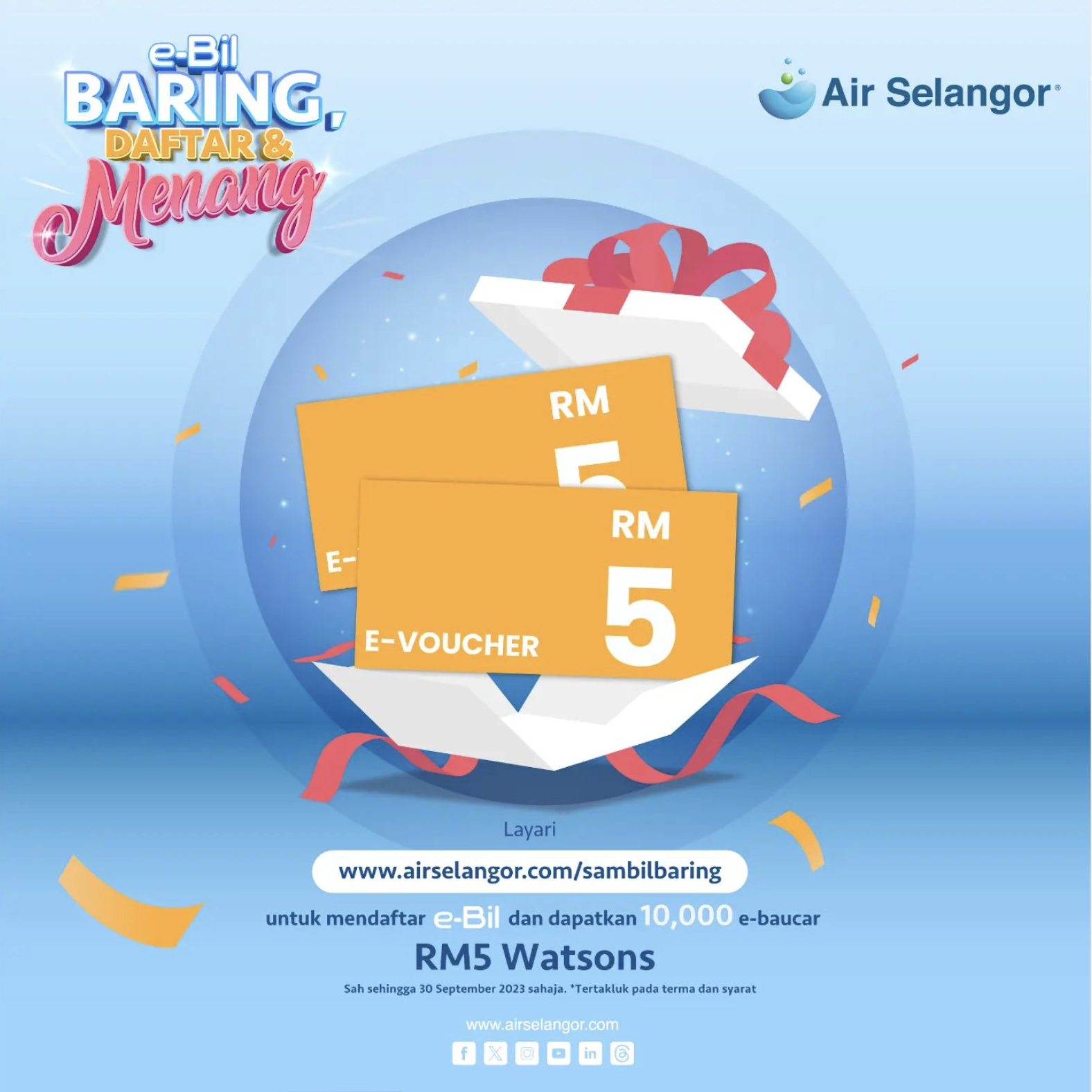 e-Bil SambilBaring - Watsons RM5 e-voucher - Hydro Hub | Air Selangor